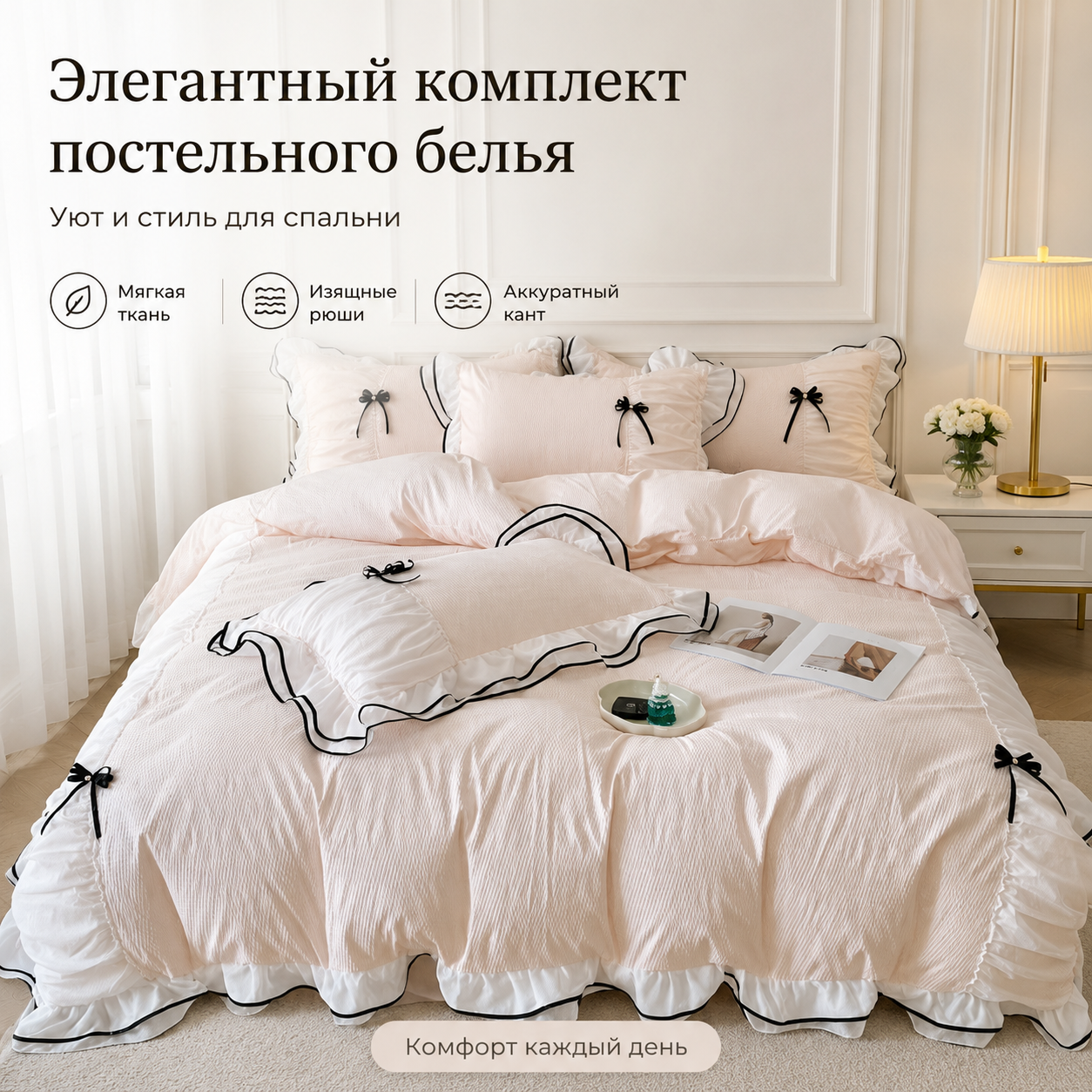 Комплект постельного белья Miss Deer Xiaoxiang Feng Shui, 4 предмета, 200х230/48х74 см