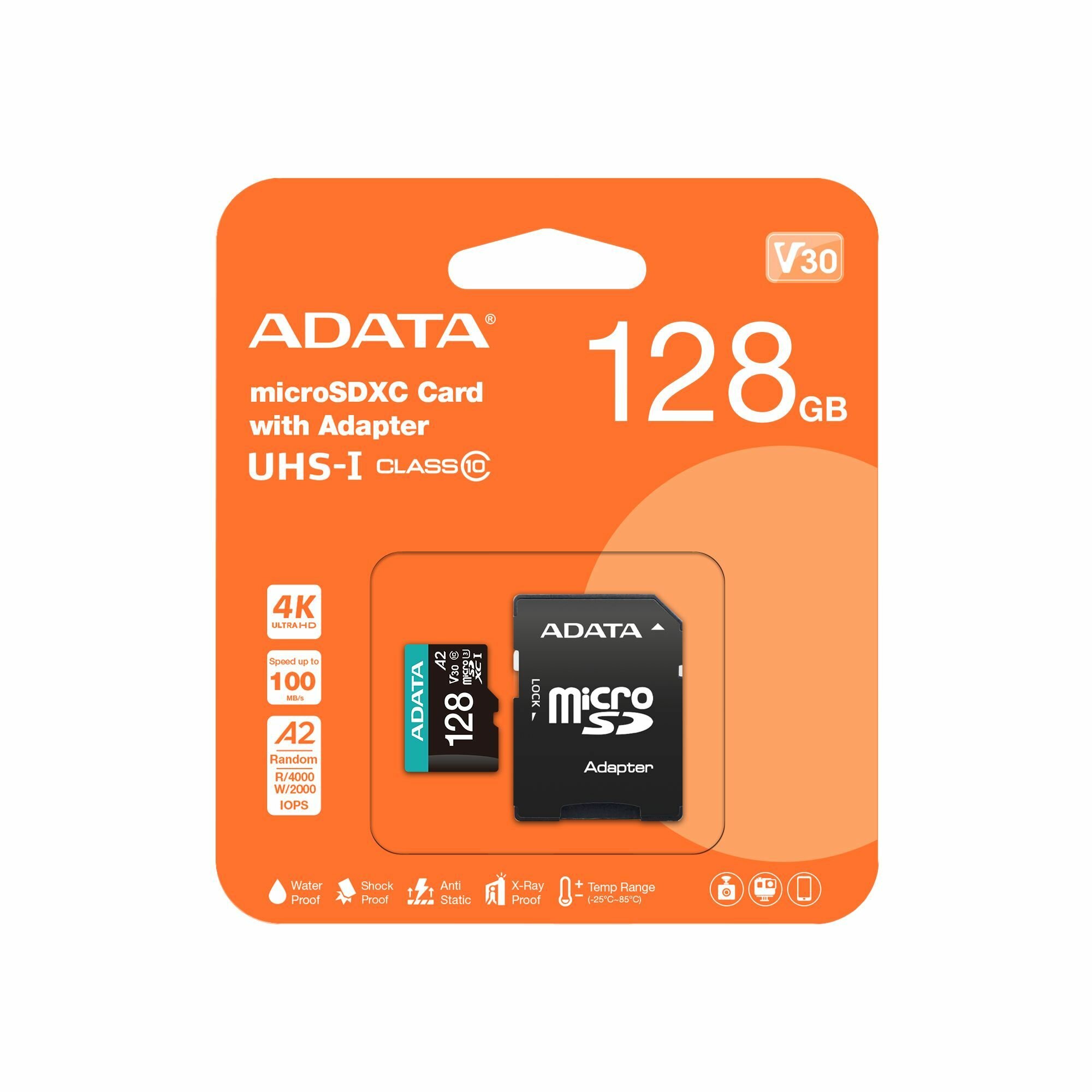 Флеш карта microSD 128GB A-DATA Premier Pro microSDXC Class 10 (SD адаптер)
