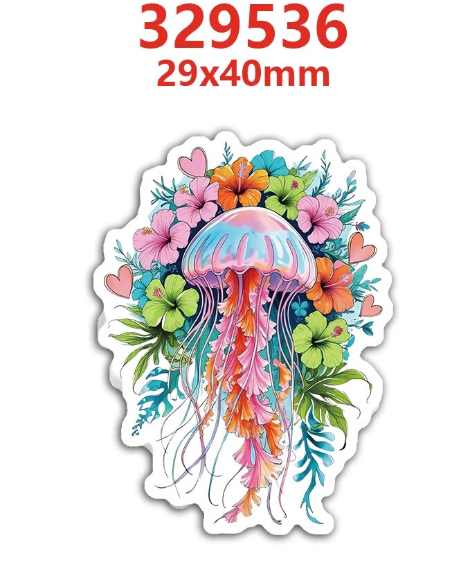 Стикер Jellyfish Flowers 29x40mm, PR329536