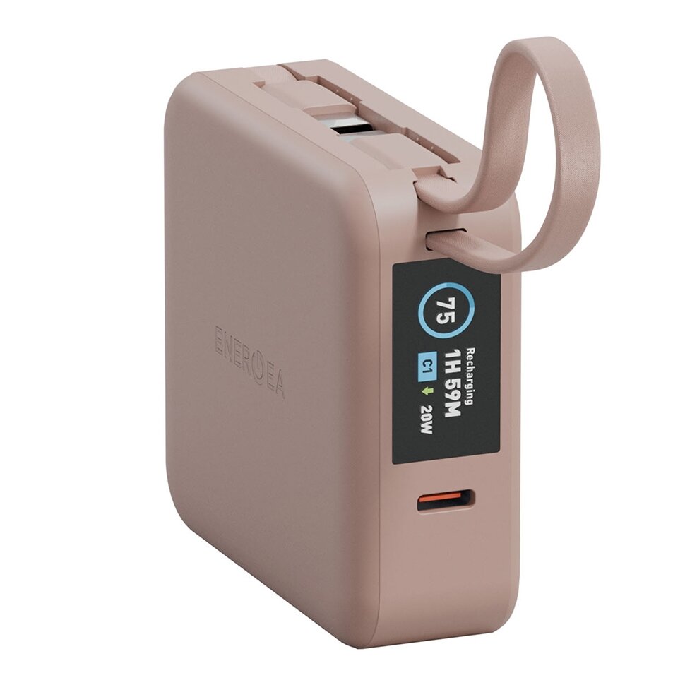 Energea АКБ MagPac MINI Plus (сертификация ССС), 10000W Magnetic wireless 15W +С 20W +2 C cables and Display, Pink