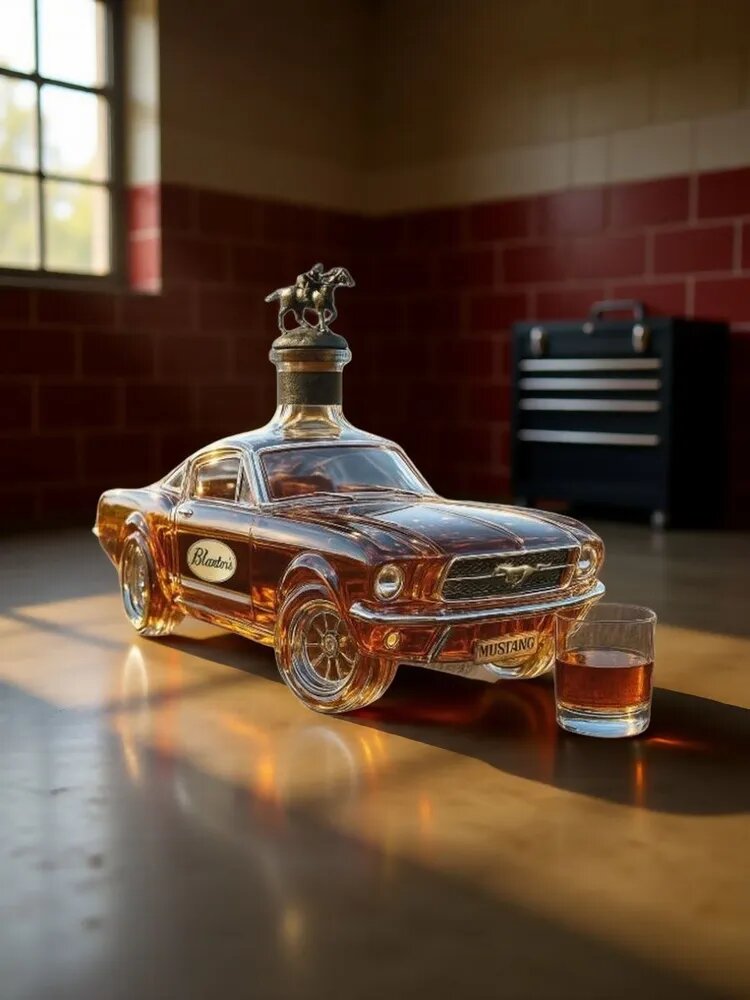 Бутылка YOUREN Muscle Car "Mustang" 0.3 л, стекло, золотой/прозрачный, 1 шт