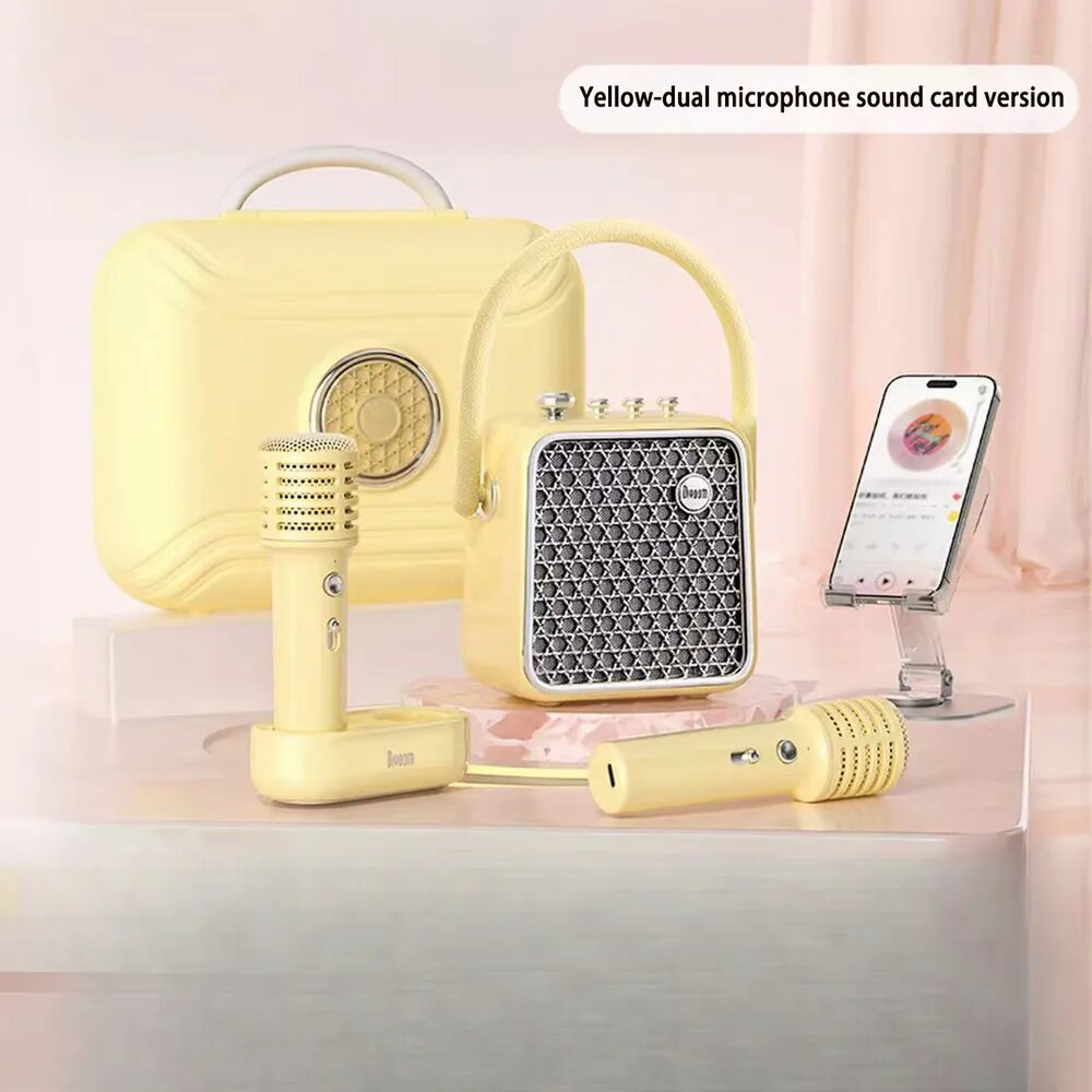 Эта великолепно оформленная Bluetooth-колонка Divoom Songbird SE имеет встроенный микрофон и может использоваться для караоке. (Желтый)