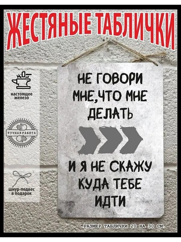 Не говори мне что мне делать, табличка металлическая, готовый подарок