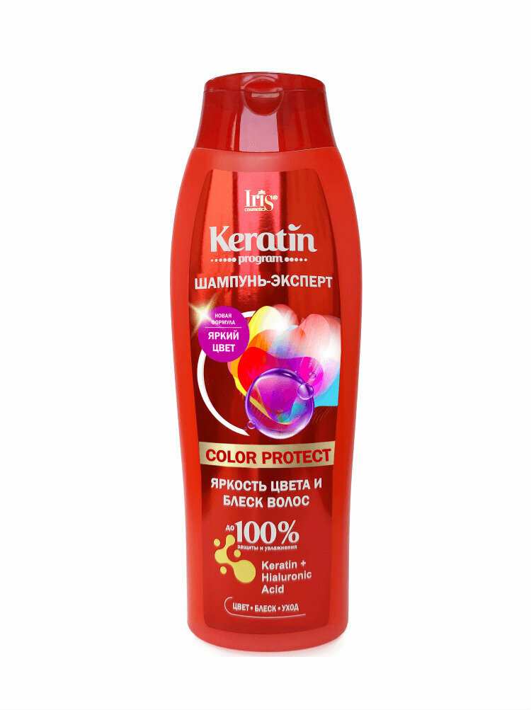 IRIS Keratin program Шампунь-эксперт COLOR PROTECT Яркость цвета и блеск волос, 400 мл.