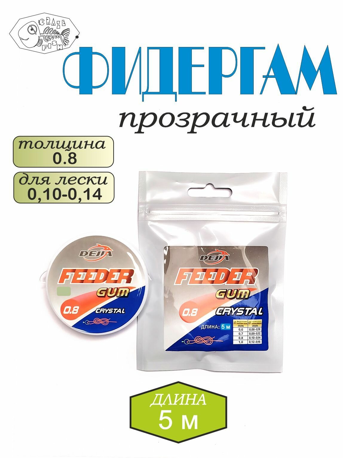 Фидер гам прозрачный 0.8