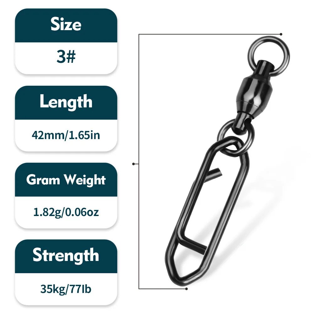 PRO BEROS Вертлюги рыболовные высокоуглеродистая сталь 10pcs, size 3 black
