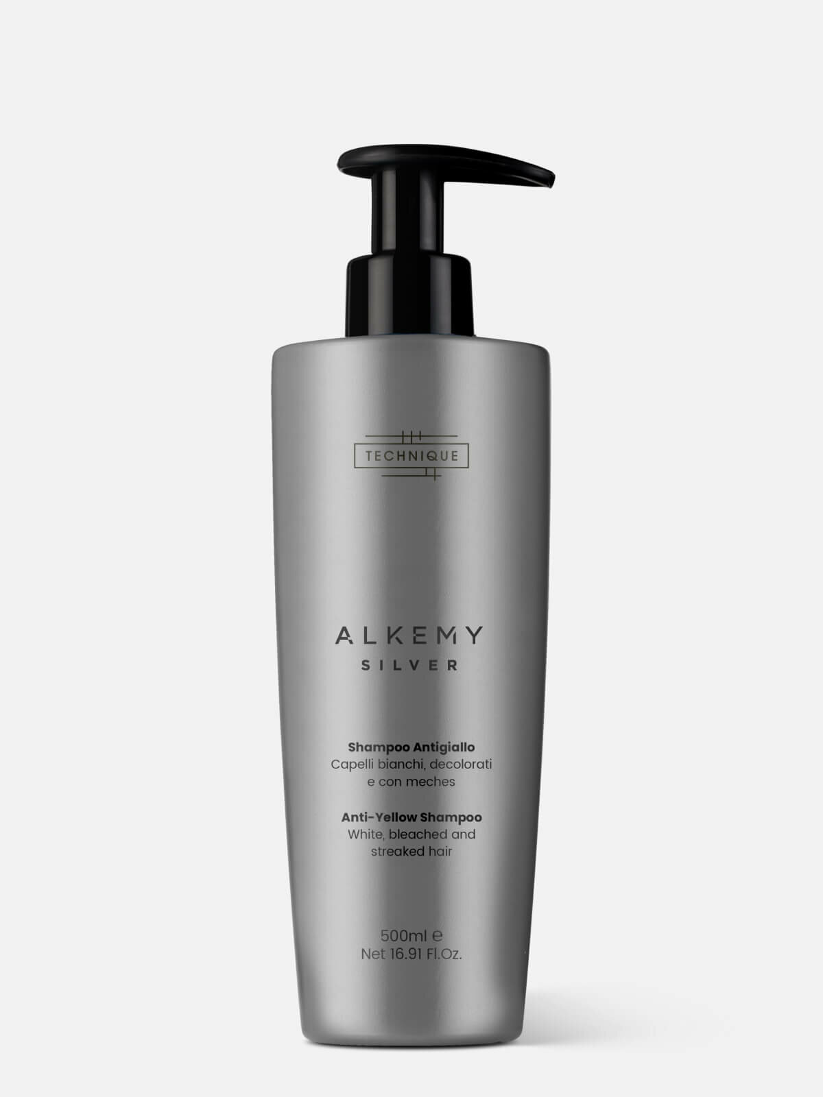 Шампунь антижёлтый для светлых, осветленных и седых волос Technique Alkemy Silver Anti-Yellow Shampoo, 500 мл