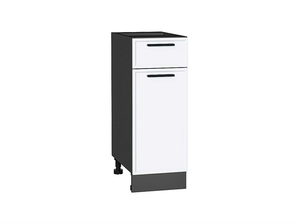 VVT Шкаф нижний с 1-ой дверцей и ящиком Фрейм Graphite, White Silk, 300 В*Ш*Г 816*300*484, фасад МДФ White Silk, корпус Graphite White Silk