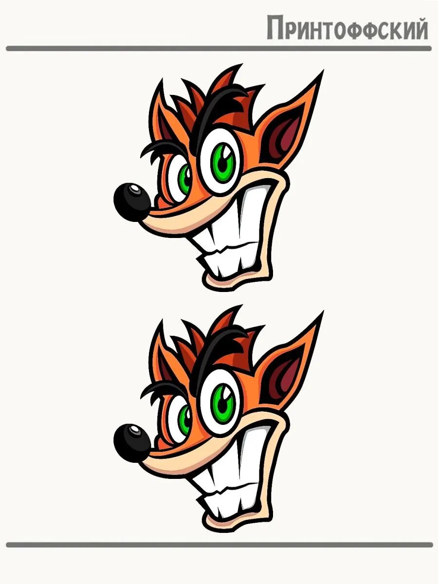 2-е (Две) Термонаклейки бандикут крэш crash bandicoot