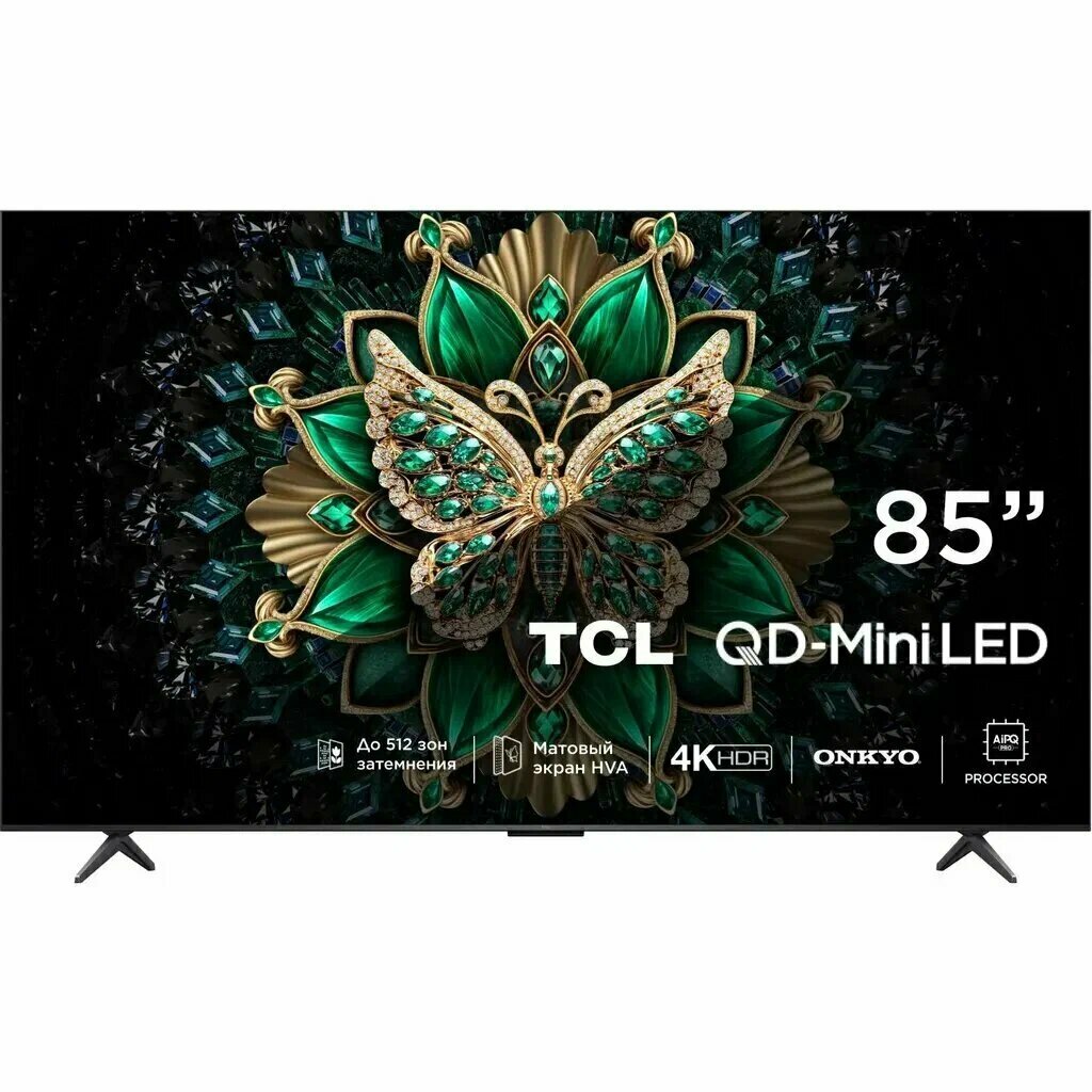 Телевизор TCL 85" C6K QD-Mini LED 4K HDR Google TV, Смарт ТВ, 85 дюймов
