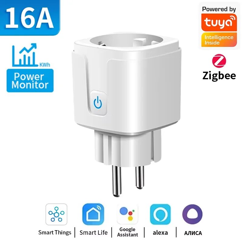 Zigbee 16A умная розетка с мониторингом мощности