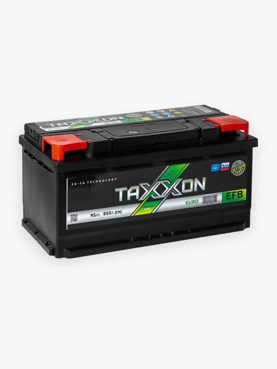 Аккумулятор автомобильный TAXXON EFB 95ач, 850А, обр. пол, низкий, 2025 года, на VOLVO XC70, 2.4 дизель