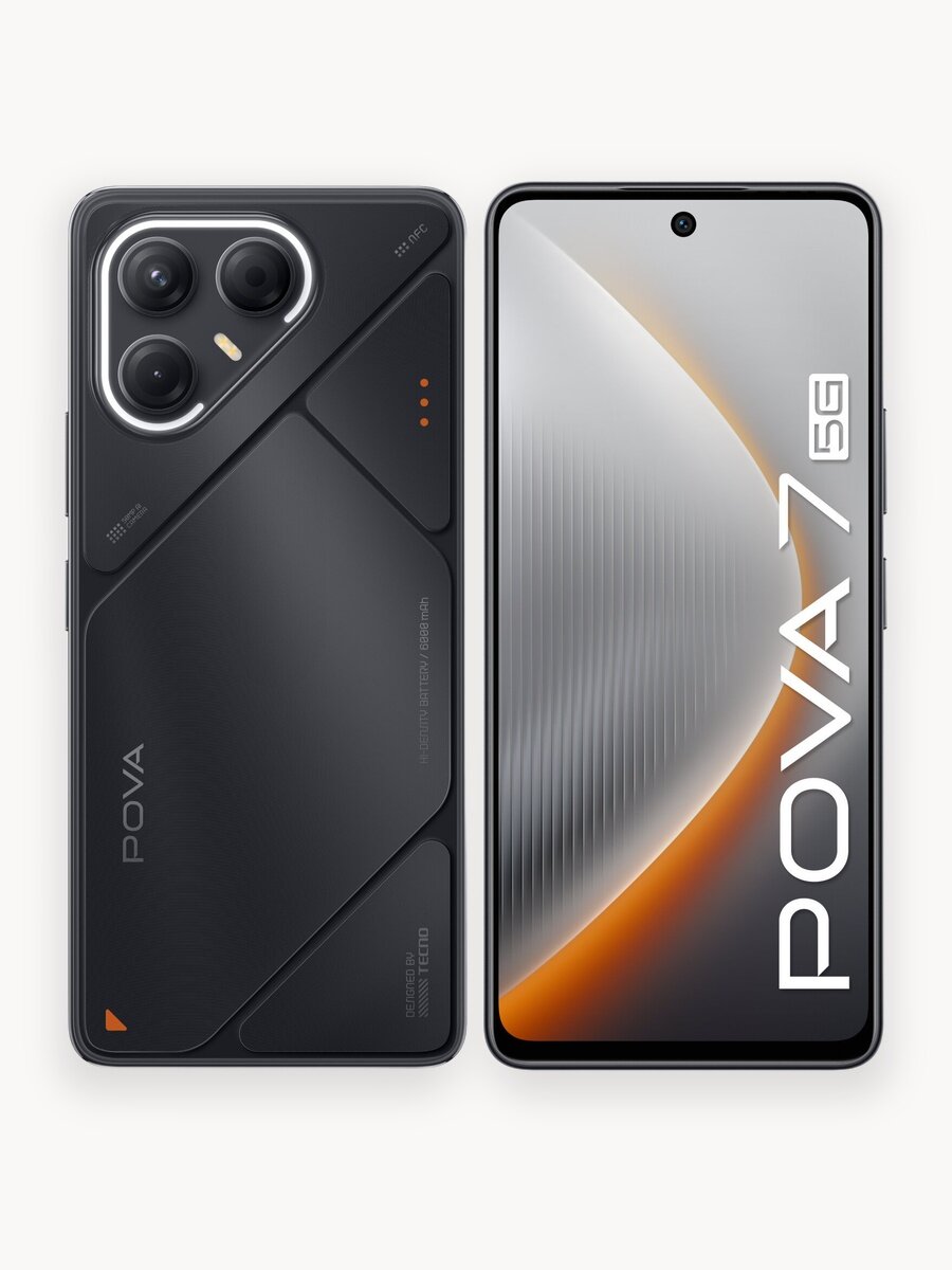 Смартфон TECNO POVA 7 5G 8ГБ/128ГБ, AI, IP64, черный (geek black)