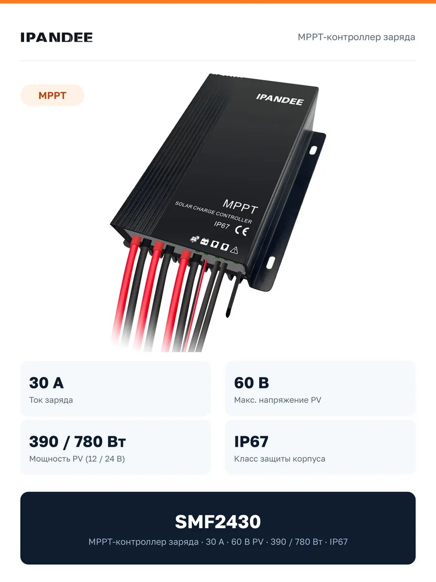 MPPT контроллер зарядаIPANDEE Мпт mppt 30а 780вт