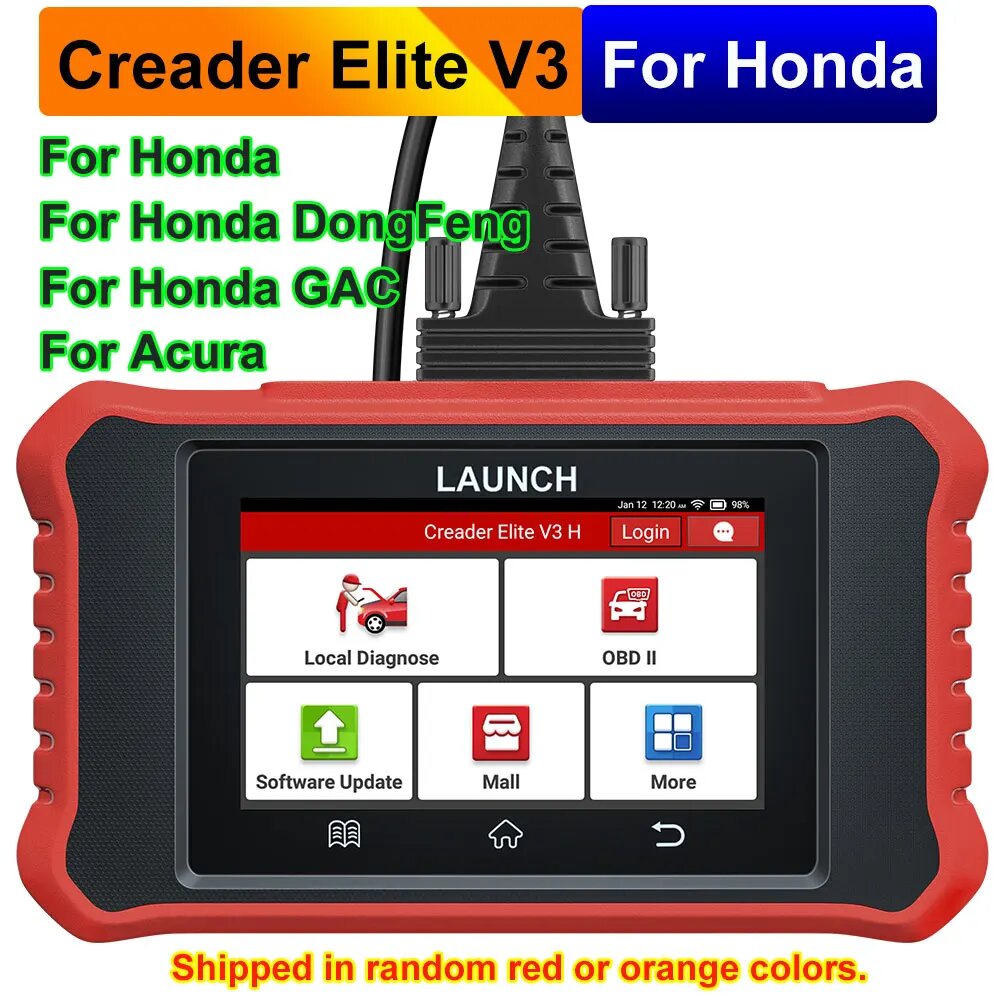 [Для HONDA и Acura] LAUNCH Creader Elite V3.0 — сканер для диагностики всех систем автомобиля (с поддержкой русского языка), двунаправленный OBD2-сканер с бесплатным обновлением на весь срок службы.