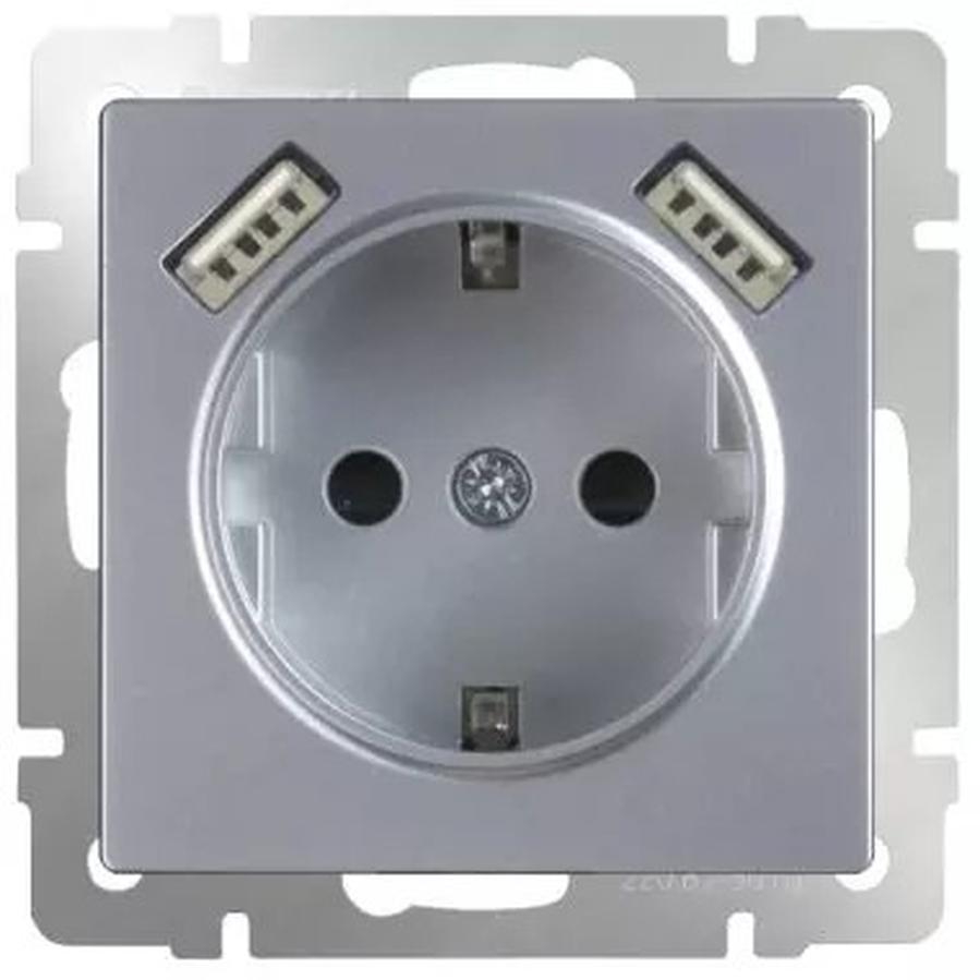 Розетка встраиваемая Type-C+USB серый Lezard ZIMA 704-7488-192TC