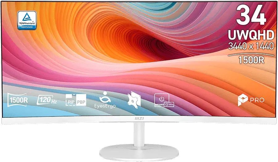 9S6-3PB2CT-211 / Монитор 34" MSI PRO MP341CQW E12 Curved VA, 3440x1440, 120Hz, 4ms, 300сd/m, 3500:1