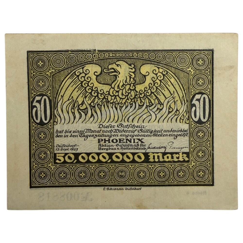 Веймарская республика, Дюссельдорф 50000000 (50 миллионов) марок 1923 г. (Феникс) (Серия 4)