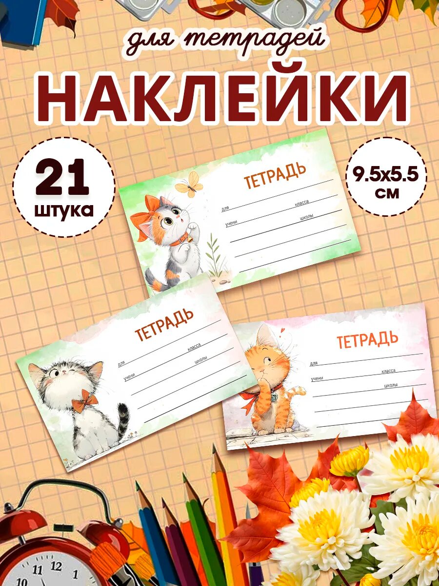 Наклейки на тетради для подписи и маркировки школьные