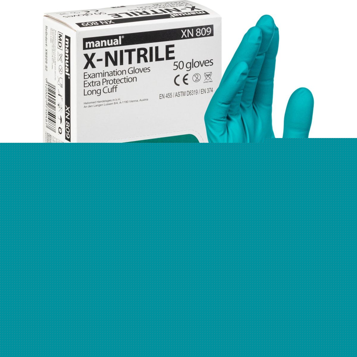 Перчатки одноразовые нитриловые смотровые Manual XN 809, нестерильные, размер M, 25 пар в упаковке