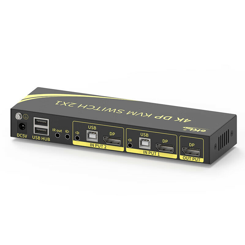 EKL высококачественный коммутатор DP KVM 2 порта 4K DisplayPort для переключения между компьютерами с поддержкой
