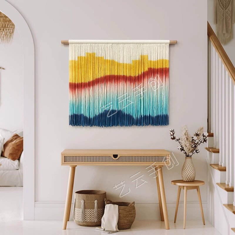 Бохемский вязаный коврик для счетчика, 50x40 см с 60 см штангой, декоративное панно