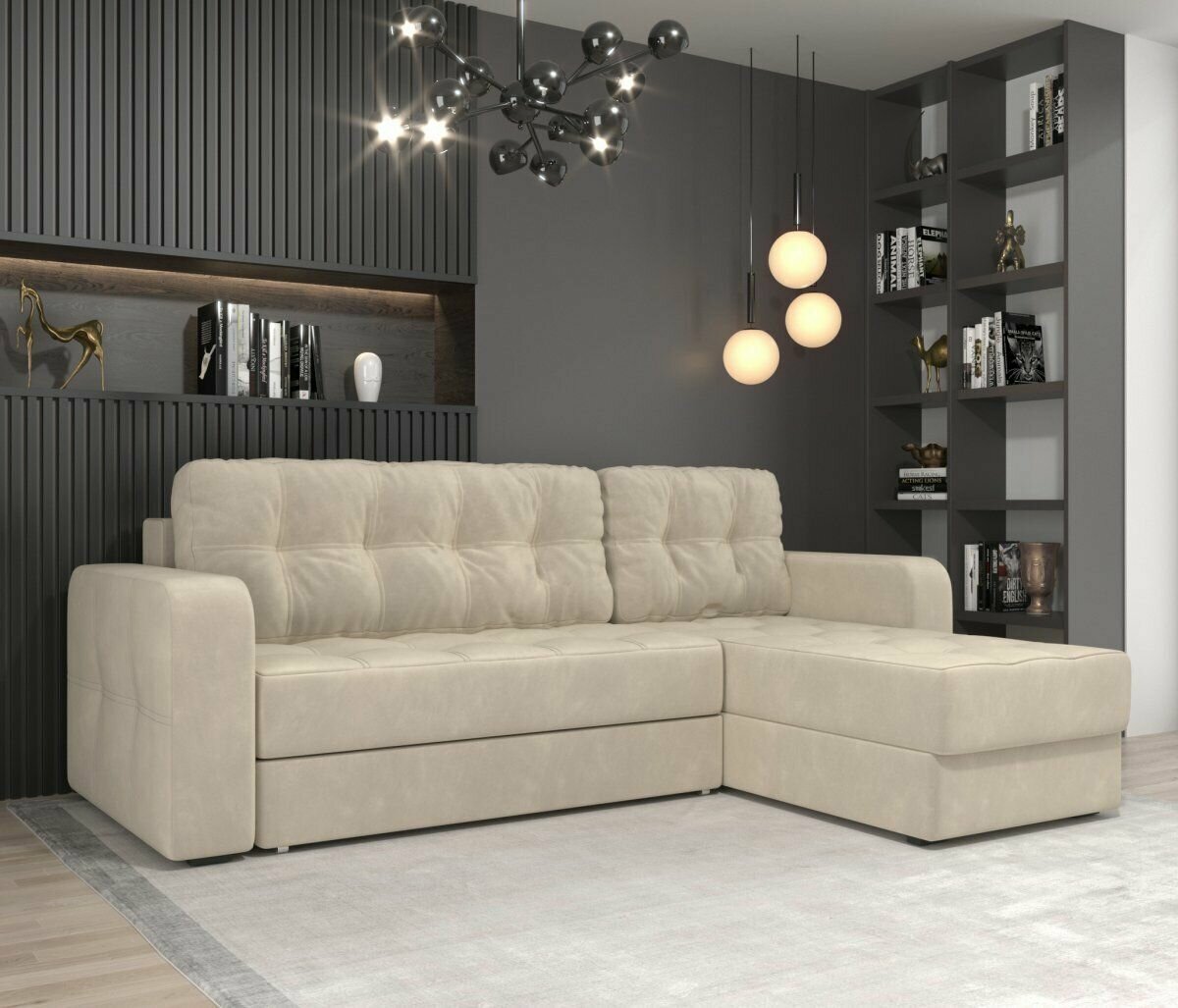 Диван угловой Лаки кремовый