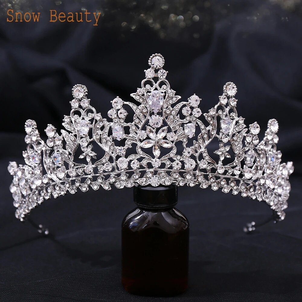 Snow Beauty Серебристая круглая диадема из горного хрусталя
