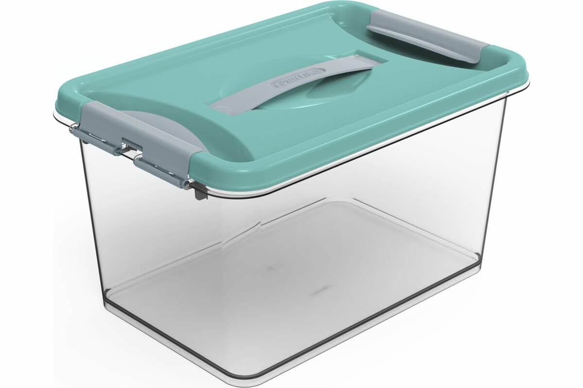 Martika контейнер с защелками и ручкой, 10 л, бирюзовый клик-система С274БИР