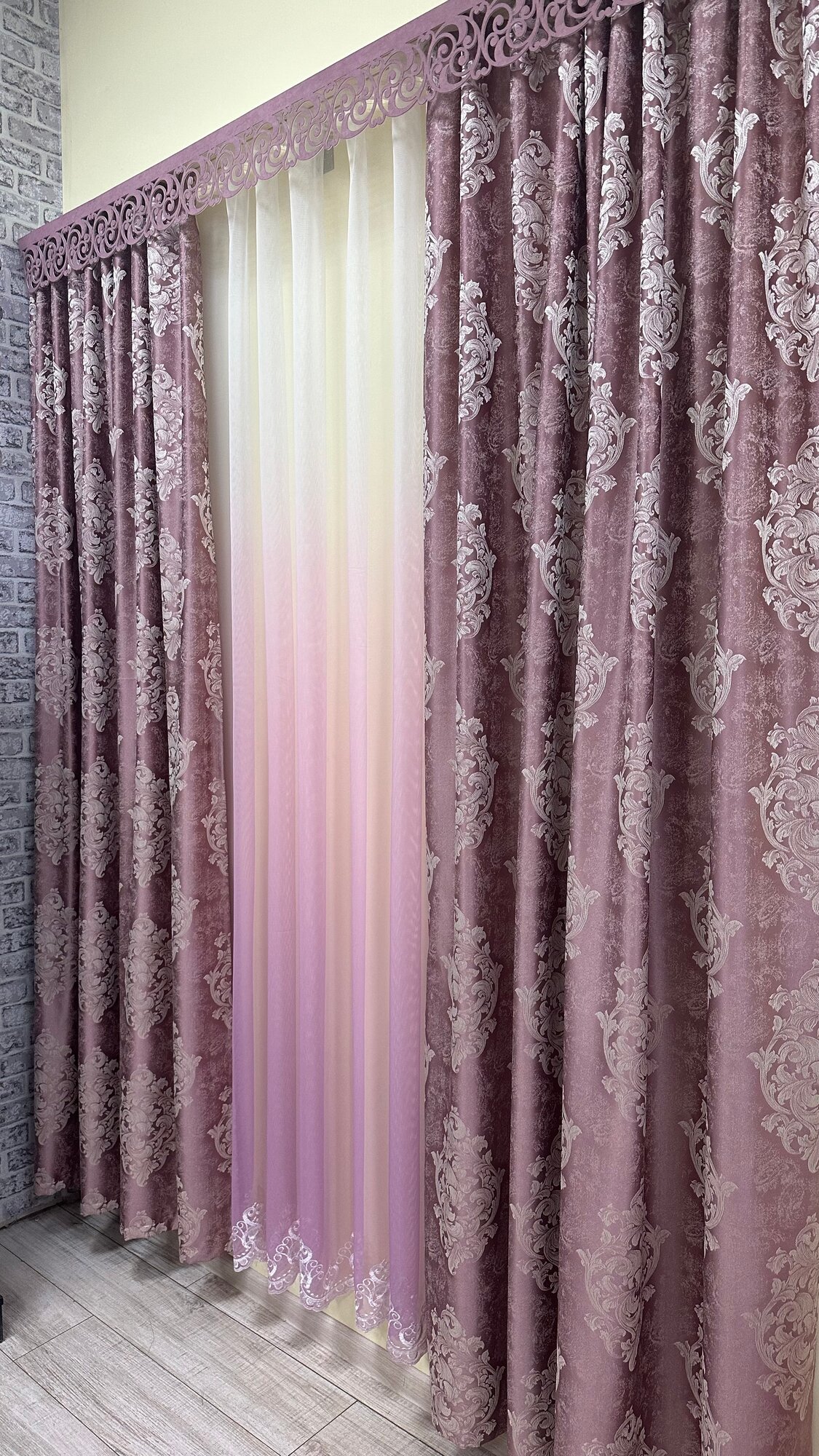 Портьеры фактурные жаккард ягодные, ширина 4м, высота 2,7м