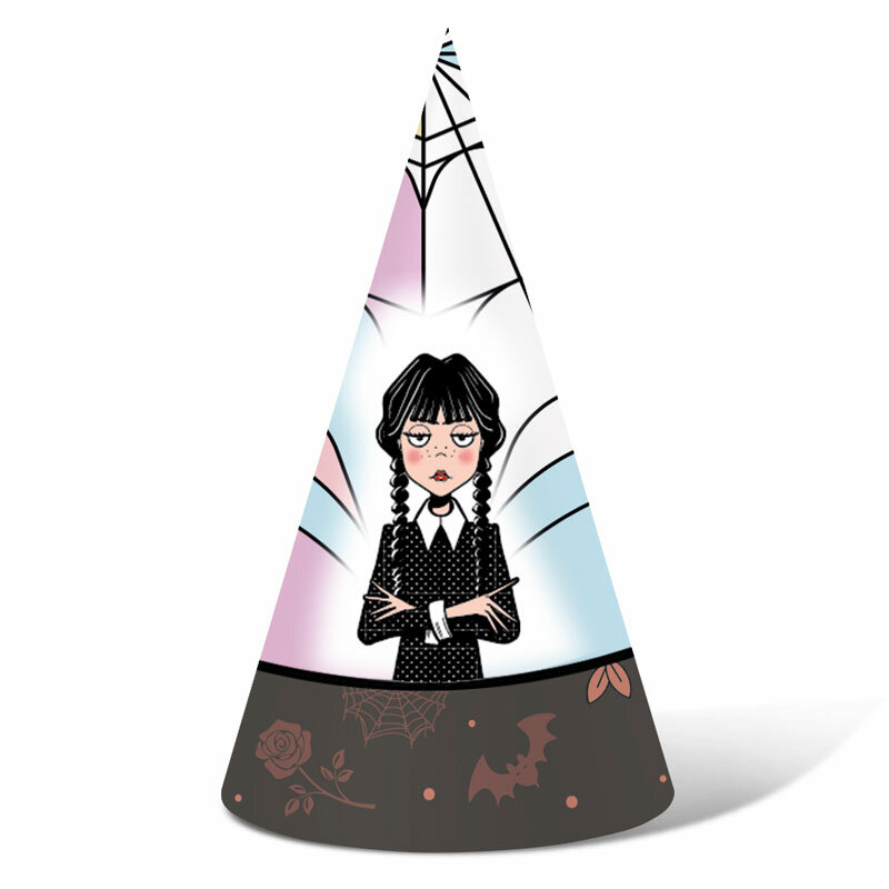 Карнавальные колпаки Веселуха "Венсдей", материал плотный картон, разноцветные