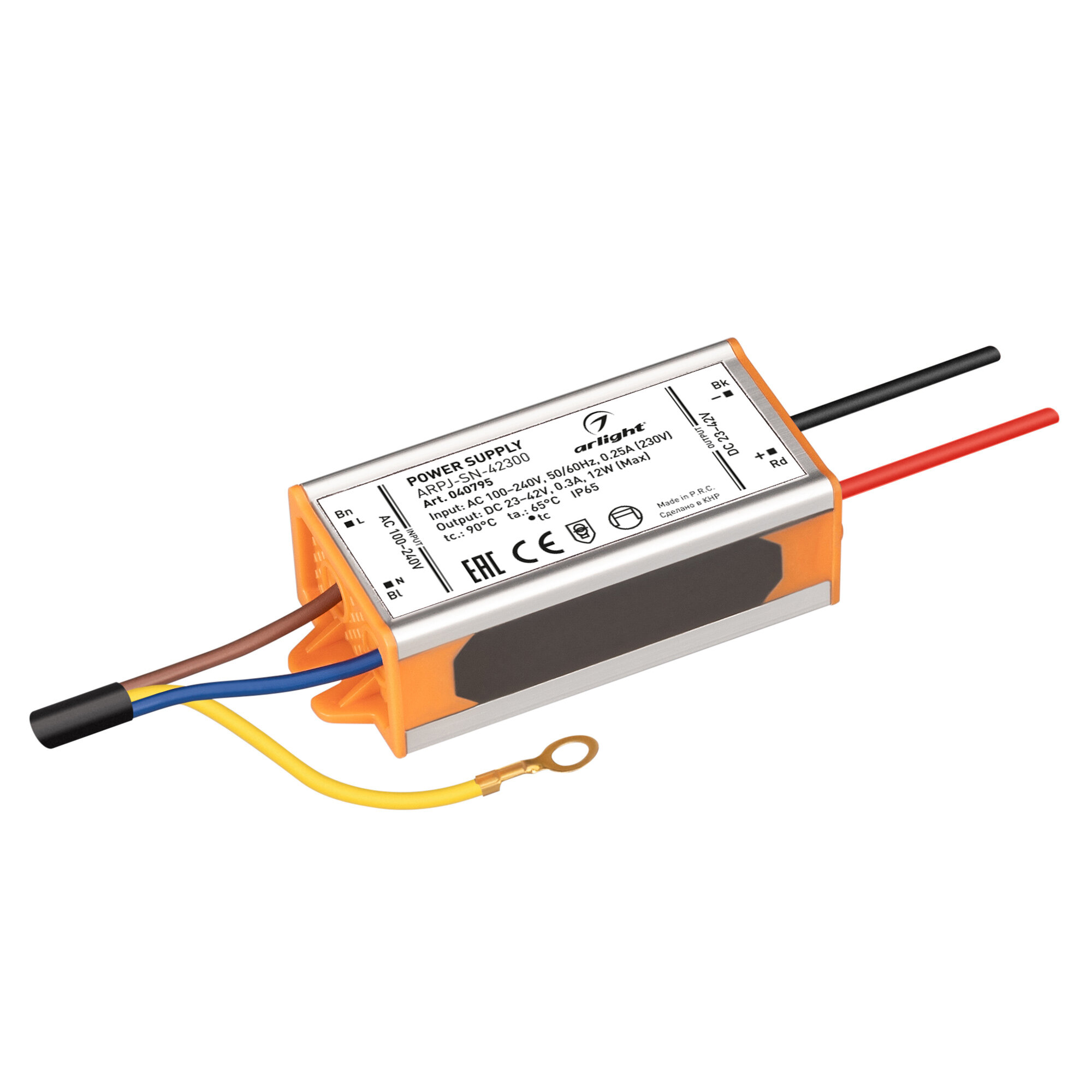 040795 Блок питания ARPJ-SN-42300 (12W, 23-42V, 300mA) (Arlight, IP65 Металл)