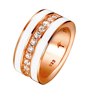 Перстень, серебро, 925 проба, золочение, фианит, эмаль