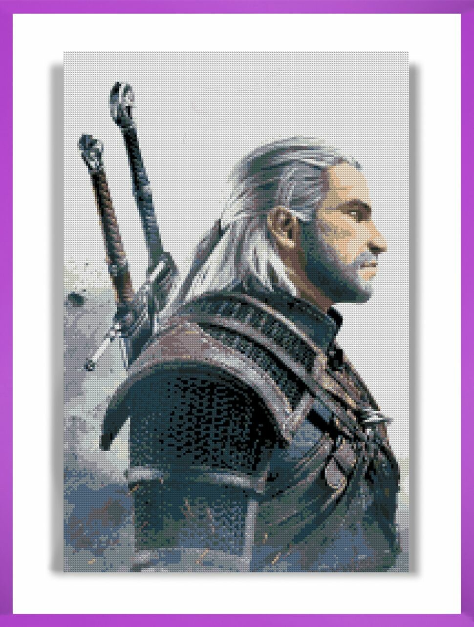 Алмазная мозаика на подрамнике - вышивка Ведьмак - Профиль 40 х 60 см