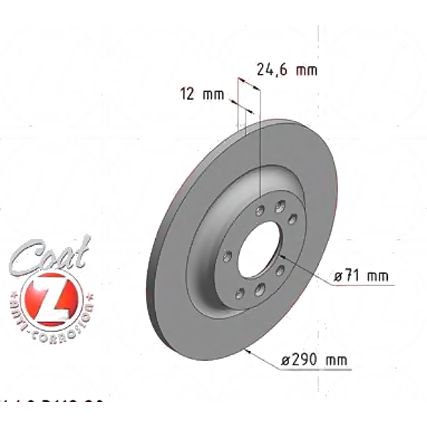 ZIMMERMANN 440.3112.20 (4246P9 / 424914 / 424972) диск тормозной задн. 290x12 / 35-5x108 \ Peugeot (Пежо) 407
