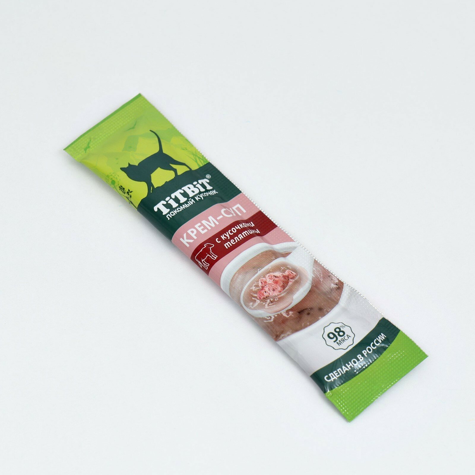 Лакомства для кошек Крем суп с кусочками телятины 10г Тит Бит 2/16