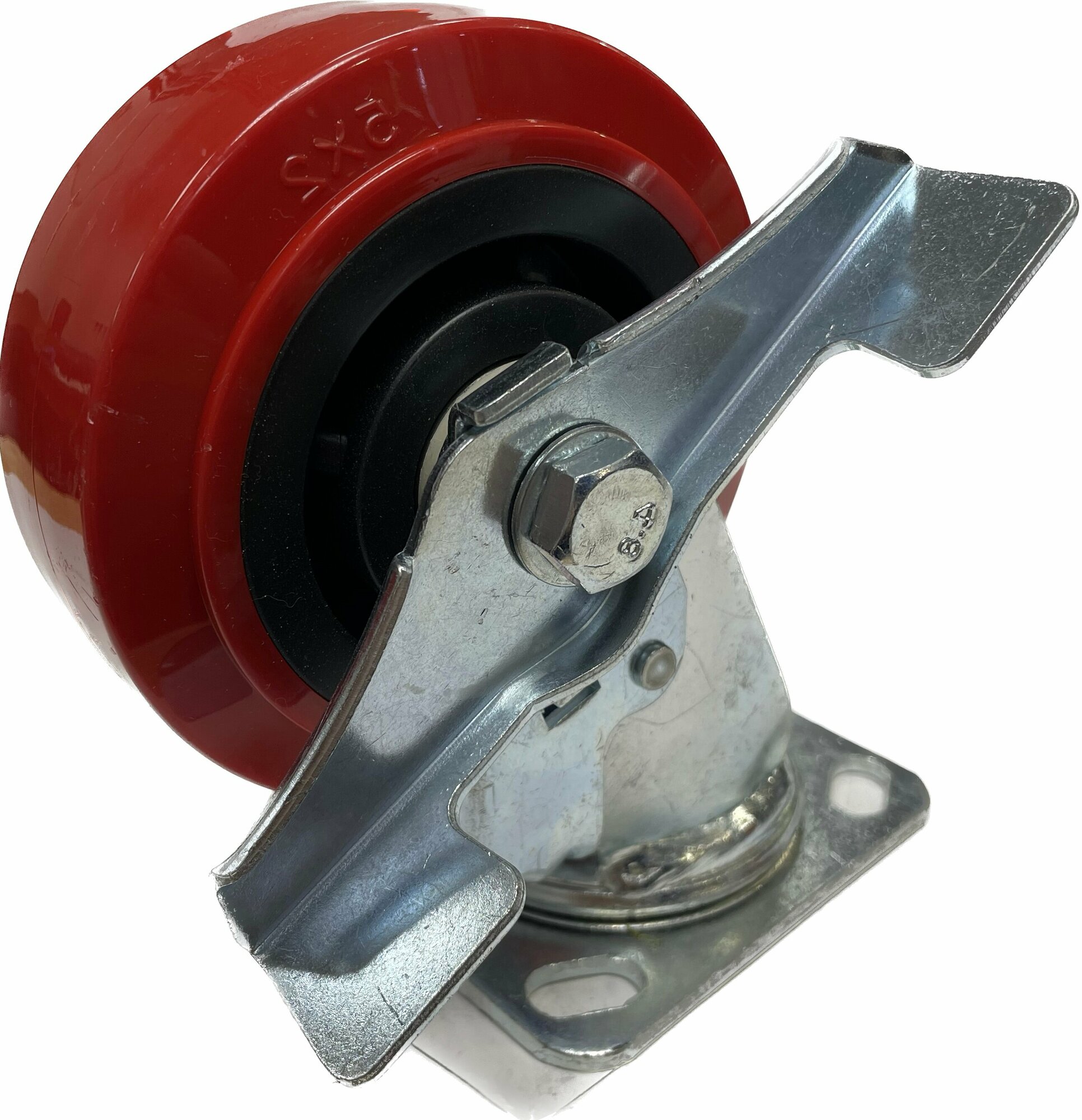 Колесо поворотное SCb-PVC-55 (г/п 300кг, Ф 125мм), крепление платформа с тормозом, шариковый подшипн