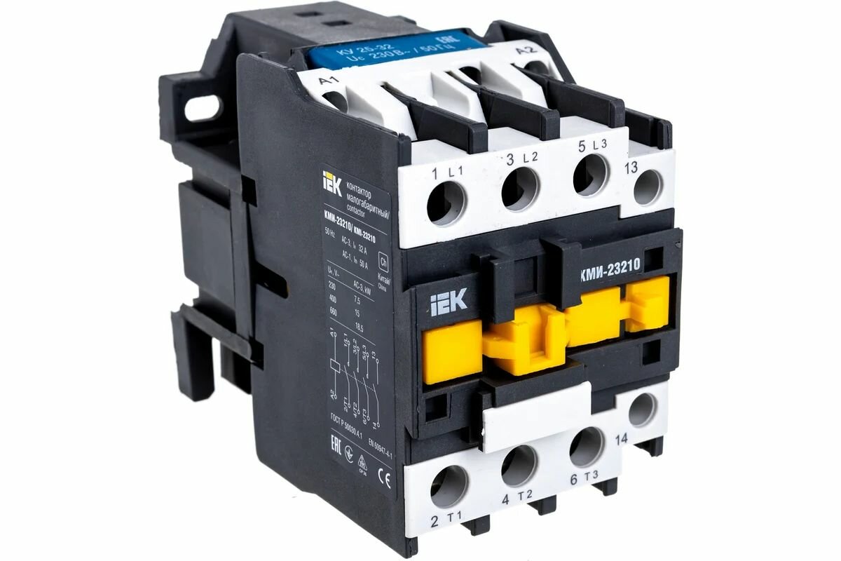 Контактор КМИ-23210 IEK 32А, Кат: 220В, Арт: KKM21-032-230-10.