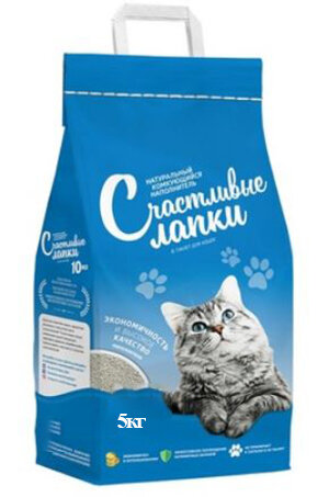 Чистые лапки Комкующийся наполнитель "Счастливые лапки", кипрская глина, 5кг 5 кг