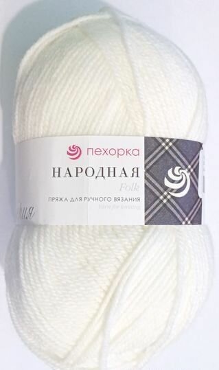 Пряжа Народная упаковка 5 мотков 100 г. 220 м. цвет 01 белый