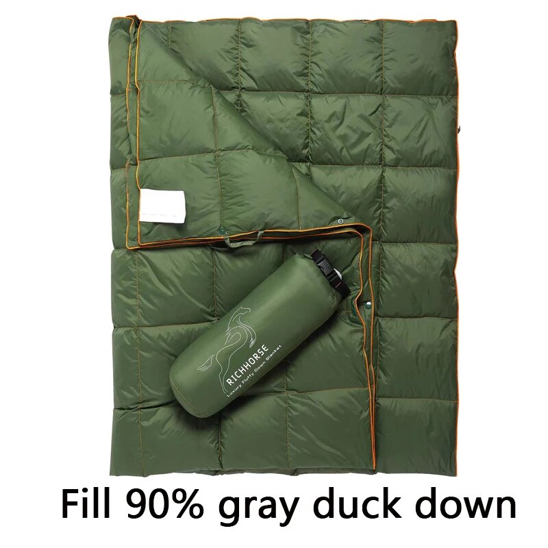 Сверхлегкое пуховое одеяло для кемпинга, носимая шаль, многофункциональное дорожное одеяло для рыбалки, пуховое одеяло, теплое S01 Army Green