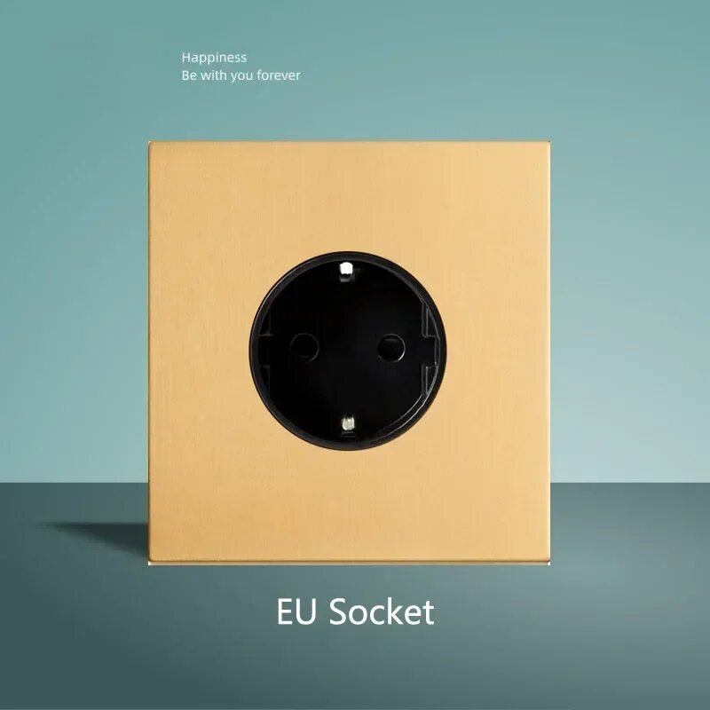 Золотой регулируемый выключатель из нержавеющей стали EU Socket
