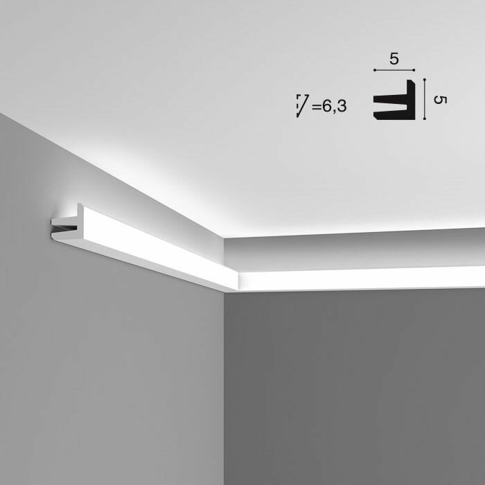 Карниз для Скрытого Освещения Orac Decor C380 Д200xШ5xВ5 см Лепнина из Полиуретана / Орак Декор.