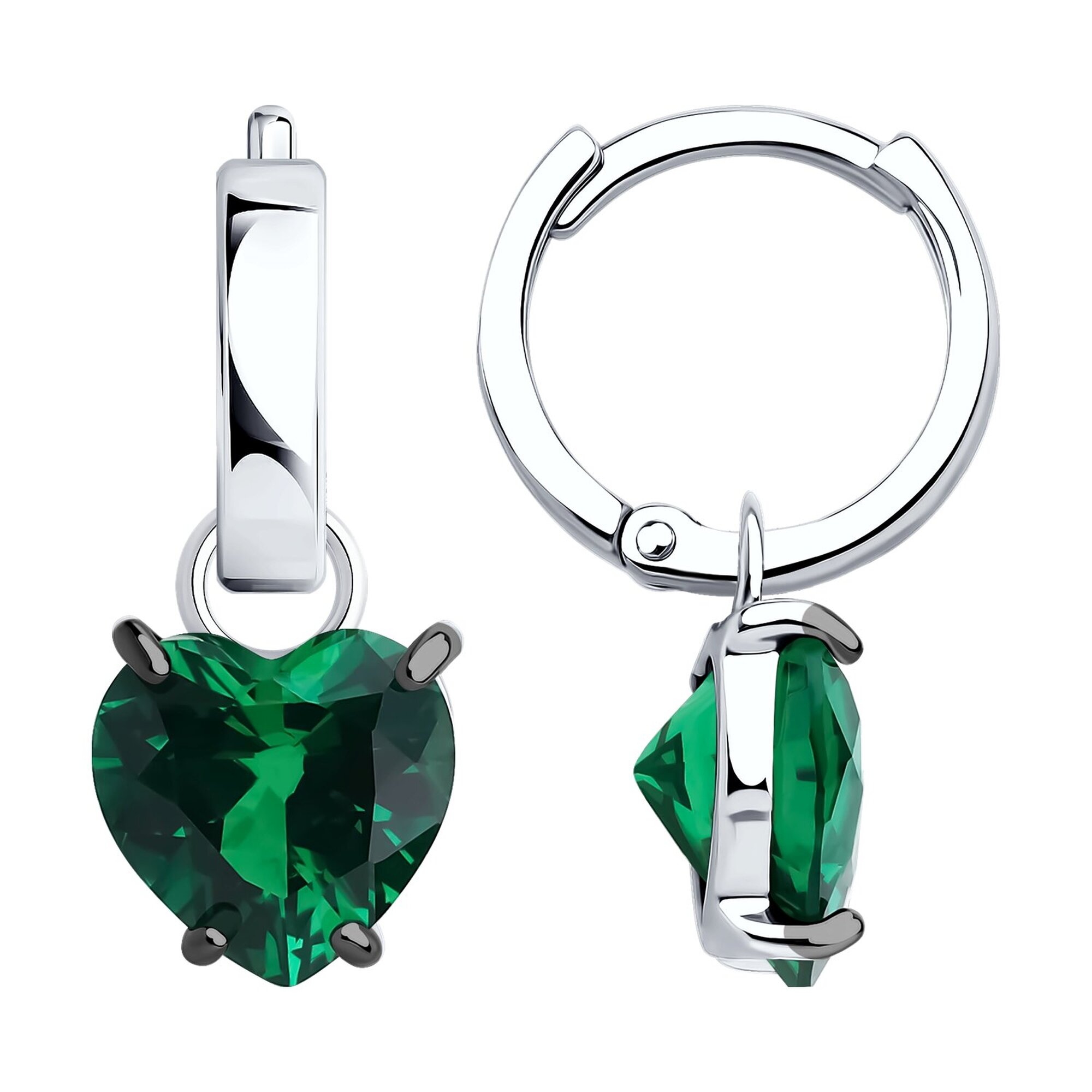 Серьги трансформеры, с подвесками, серебро, 925 проба, родирование, фианит