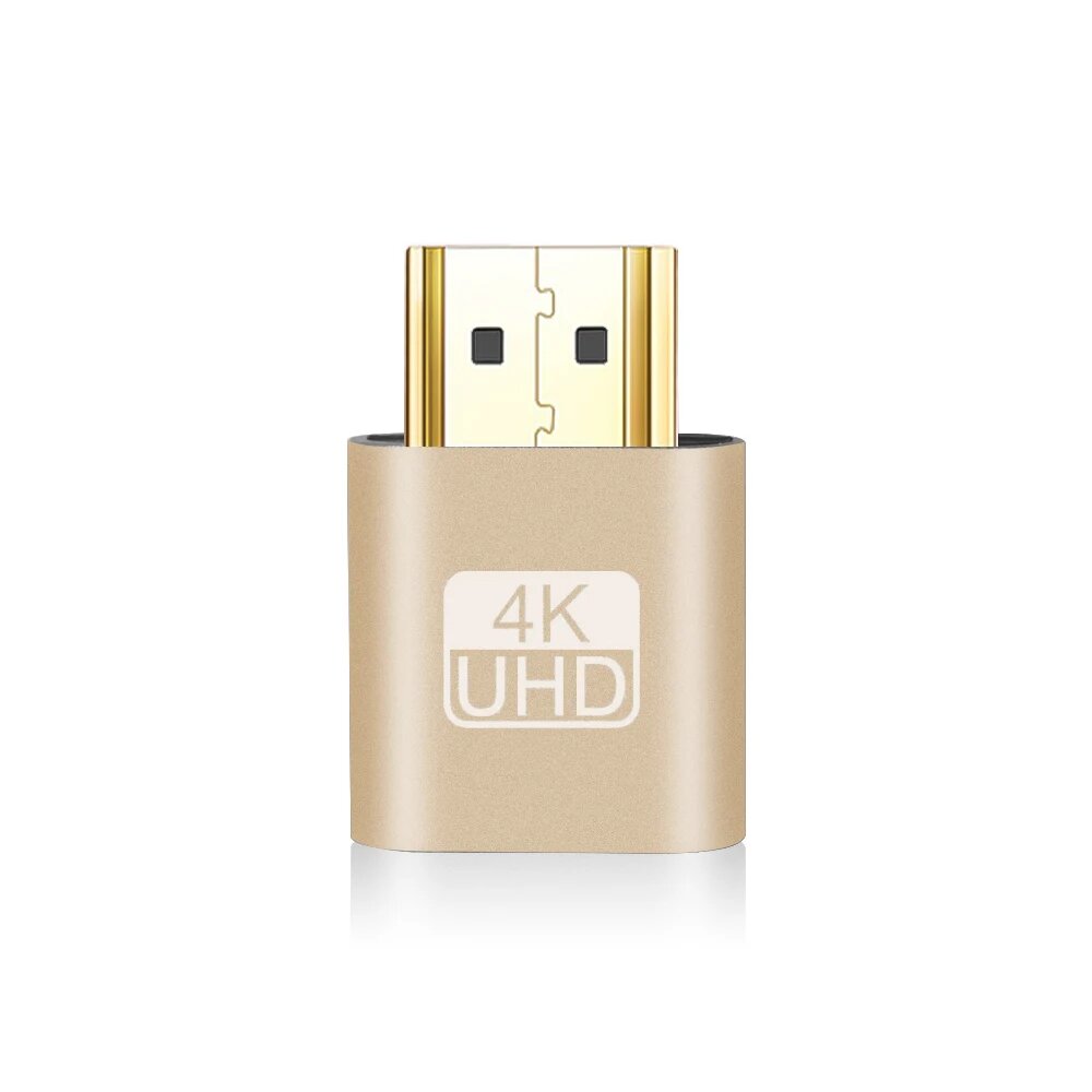 Виртуальный адаптер дисплея kebidumei 4K HDMI VGA DVI Желтый, Rose Gold