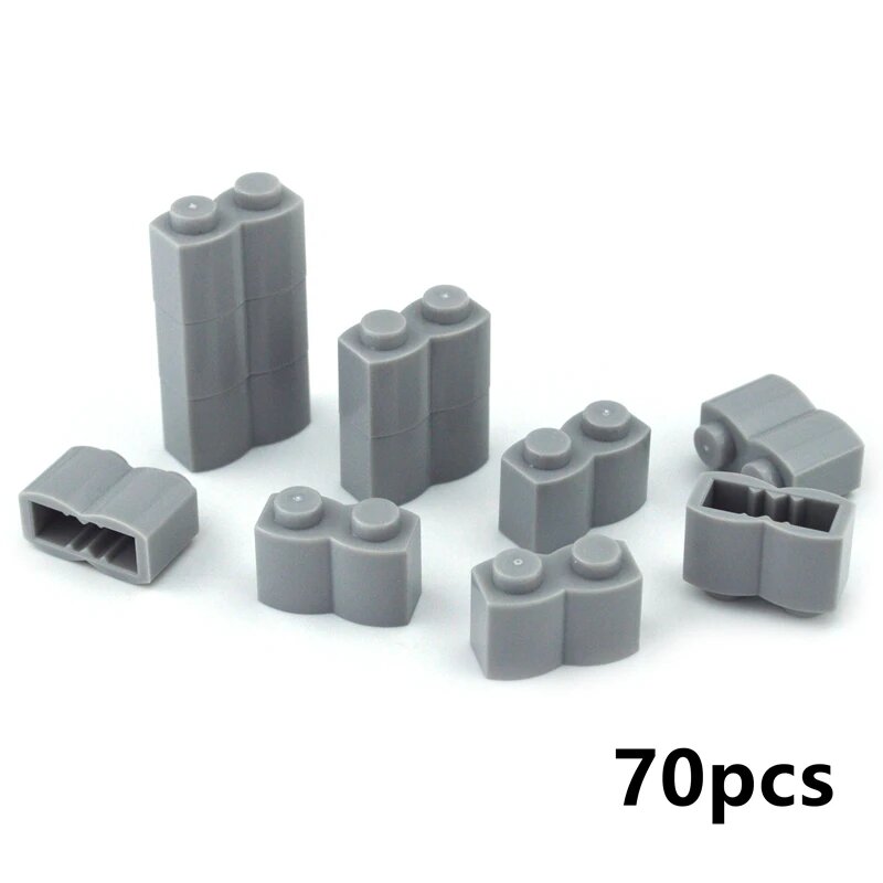Конструктор Ледуо пластиковые блоки 1x2 1x3 1x4 Серый, light grey 70pcs