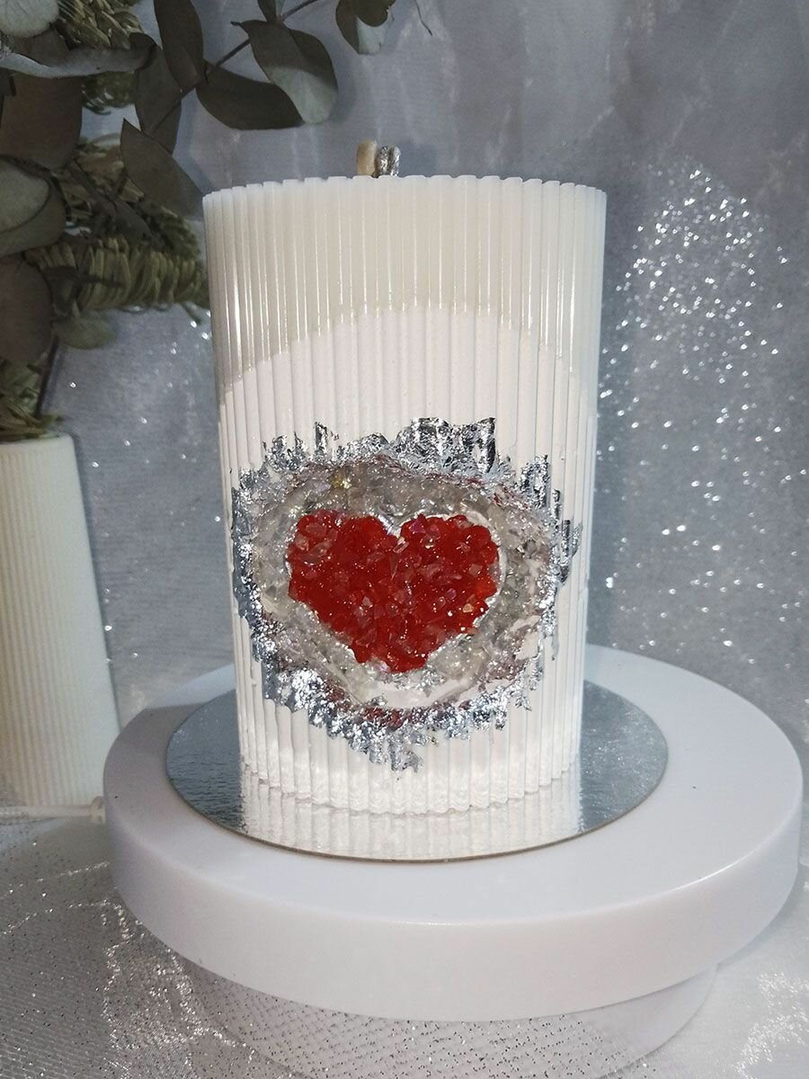 Свеча бетонная "Любимое сердце", цвет красный, 1 шт