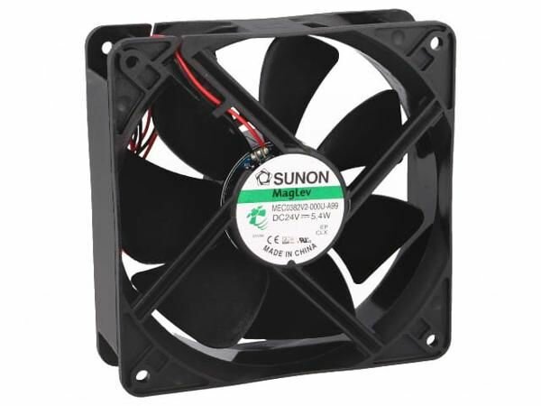 Вентилятор SUNON MEC0382V2-000U-A99 осевой, 24 ВDC, 120 x 120 x 38 мм, подшипник Vapo, 197,2 куб. м/ч, 44 дБА, 1 шт