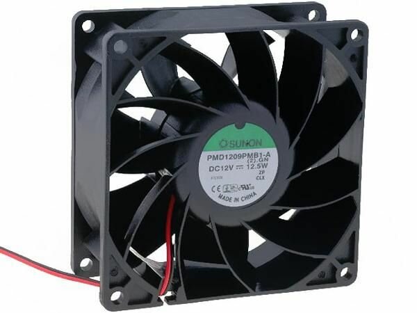 Вентилятор осевой SUNON PMD1209PMB1A, 12В DC, 92x92x38мм, подшипник качения, поток 204,21куб. м/ч, 57,6дБА