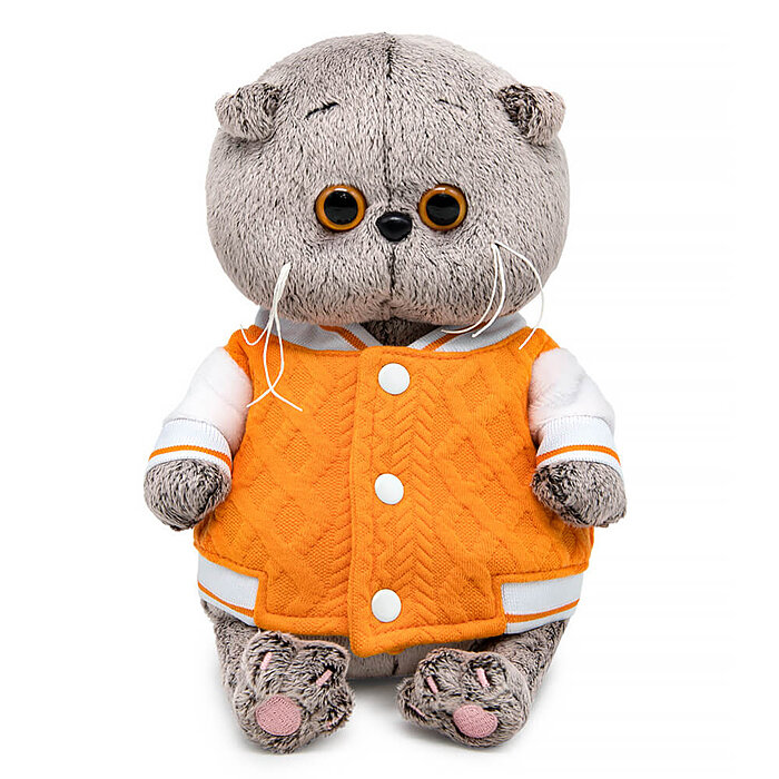 Мягкая игрушка Basik&Co "Кот Басик Baby в бомбере", на кнопках, Россия